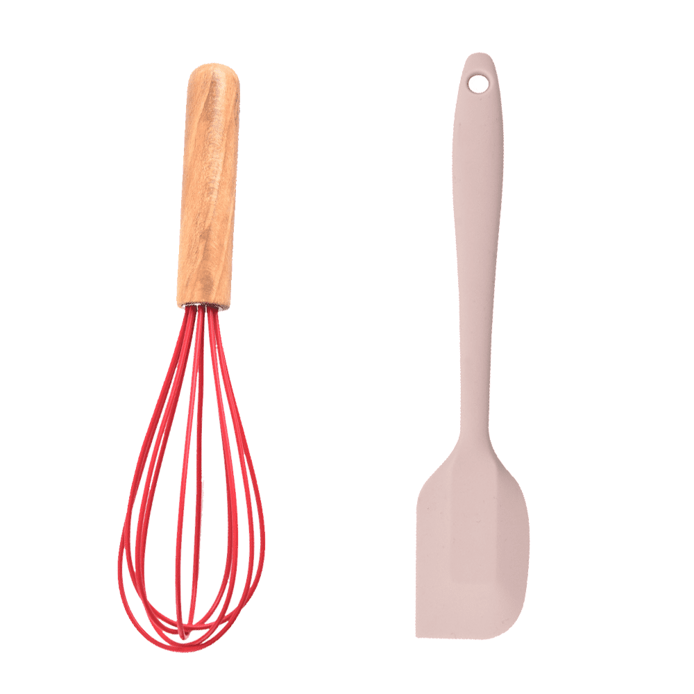 2 Piece Mini Kitchen Utensil Set- Silicone Kitchen Tools with wood ...