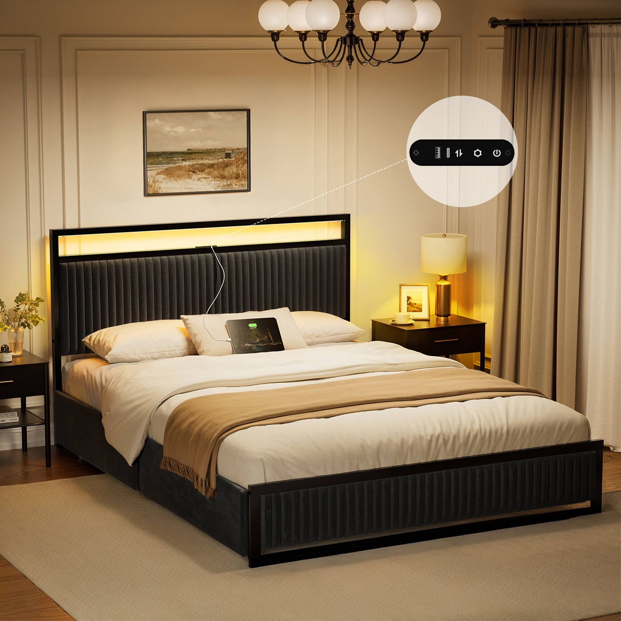 Click here for Gunaito Queen Bed Frame With 2 Storage Drawers  Pl... prices