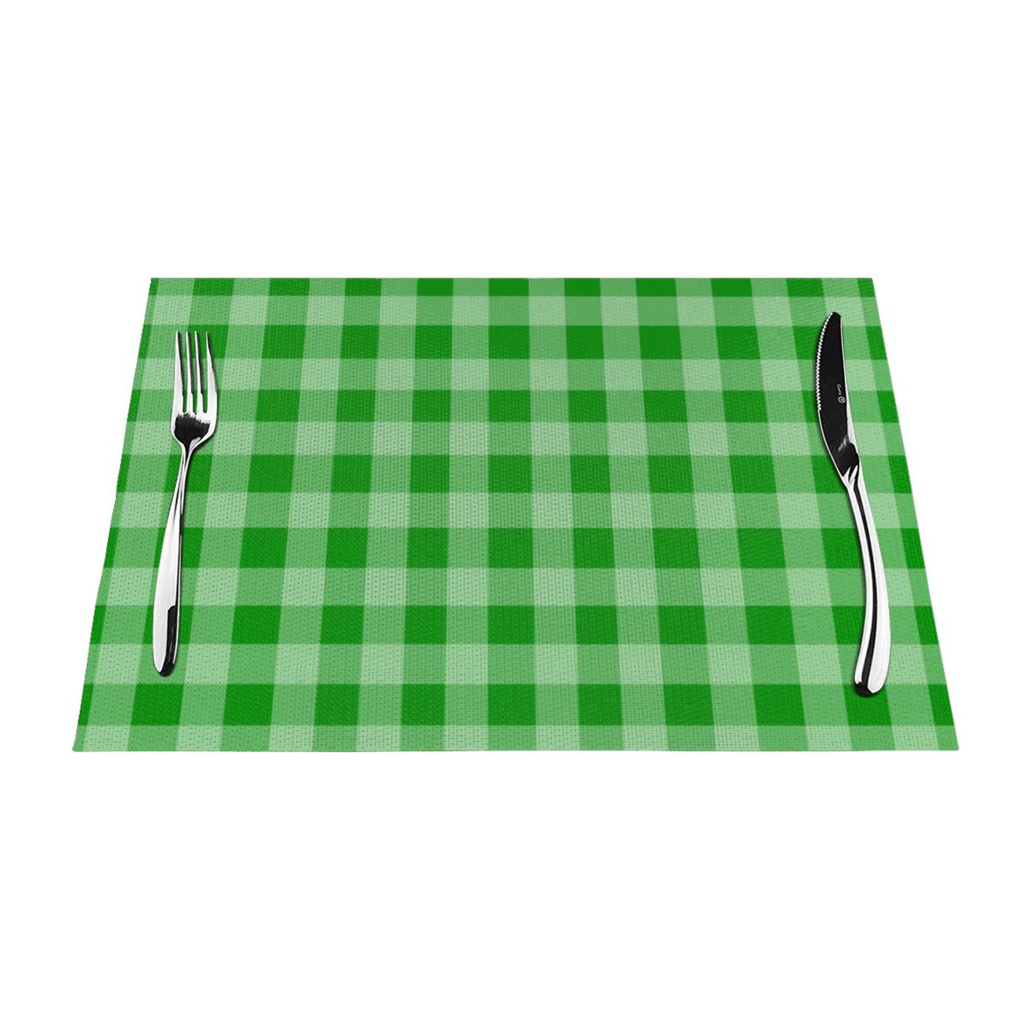 XMXY Woven Placemats Set of 4 PCS, Green Gingham Background Table Mats ...