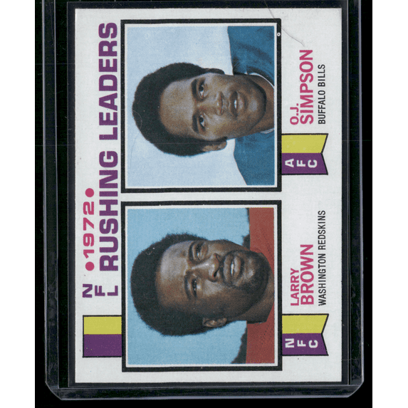 1973 Topps O.J. SIMPSON/LARRY BROWN #1 1972 NFL Rushing Leaders ...