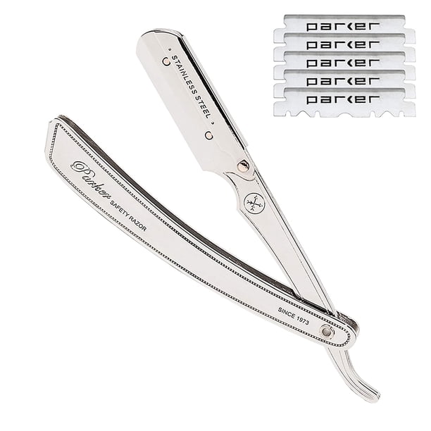 Parker SRX 100% Stainless Steel Straight Edge Razor & 5 Straight Edge ...
