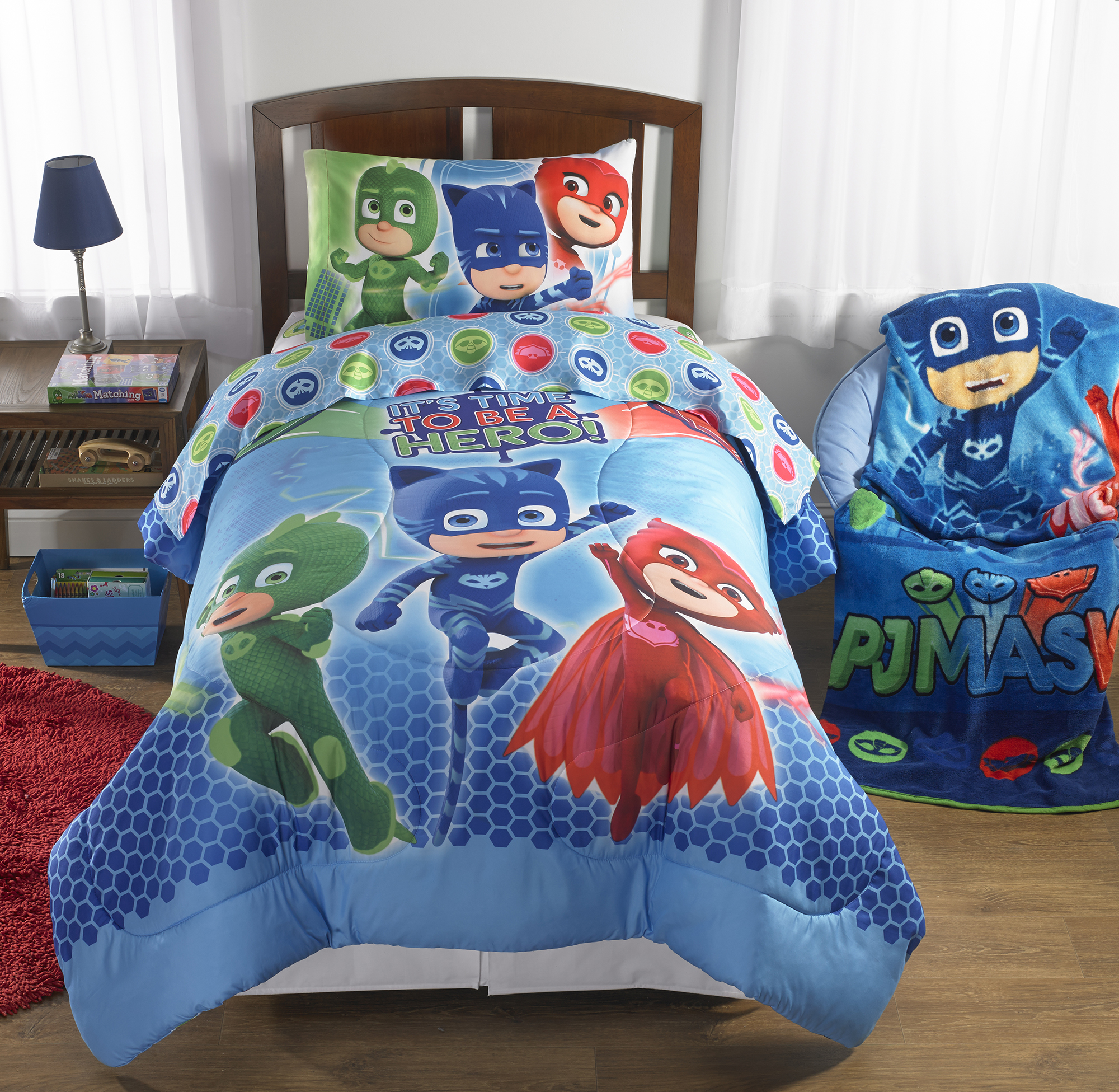 PJ Masks Kids Comforter and Sham, 2-Piece Set, Twin/Full, Reversible ...