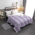 Purple Leaf Striped Quilted Comforters Cooling Blanket Queen Size ...