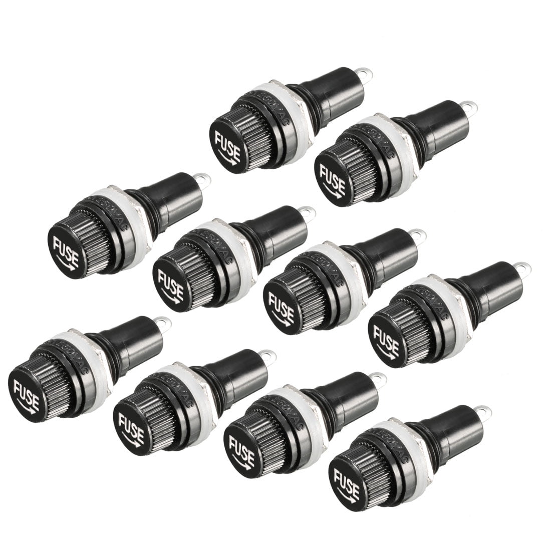 10pcs AC 10A 250V Black Electrical Panel Mounted Screw Cap Fuse Holder ...