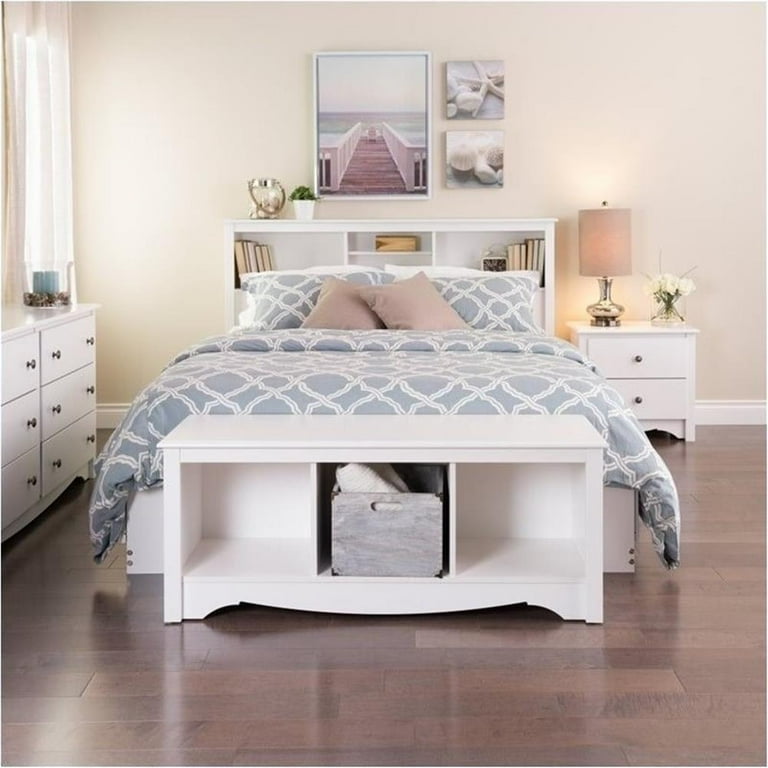 Bowery Hill Full Queen Bookcase Headboard in White