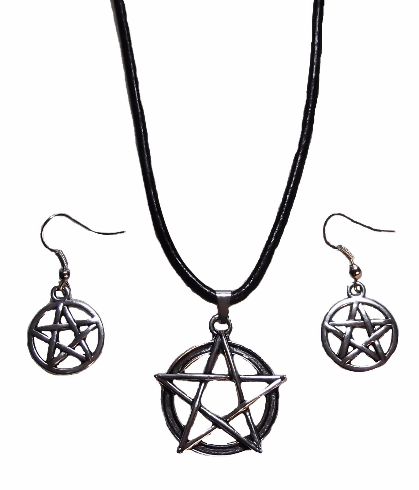 Supernatural Rope Pentagram Silvertone French Wire Earrings and ...