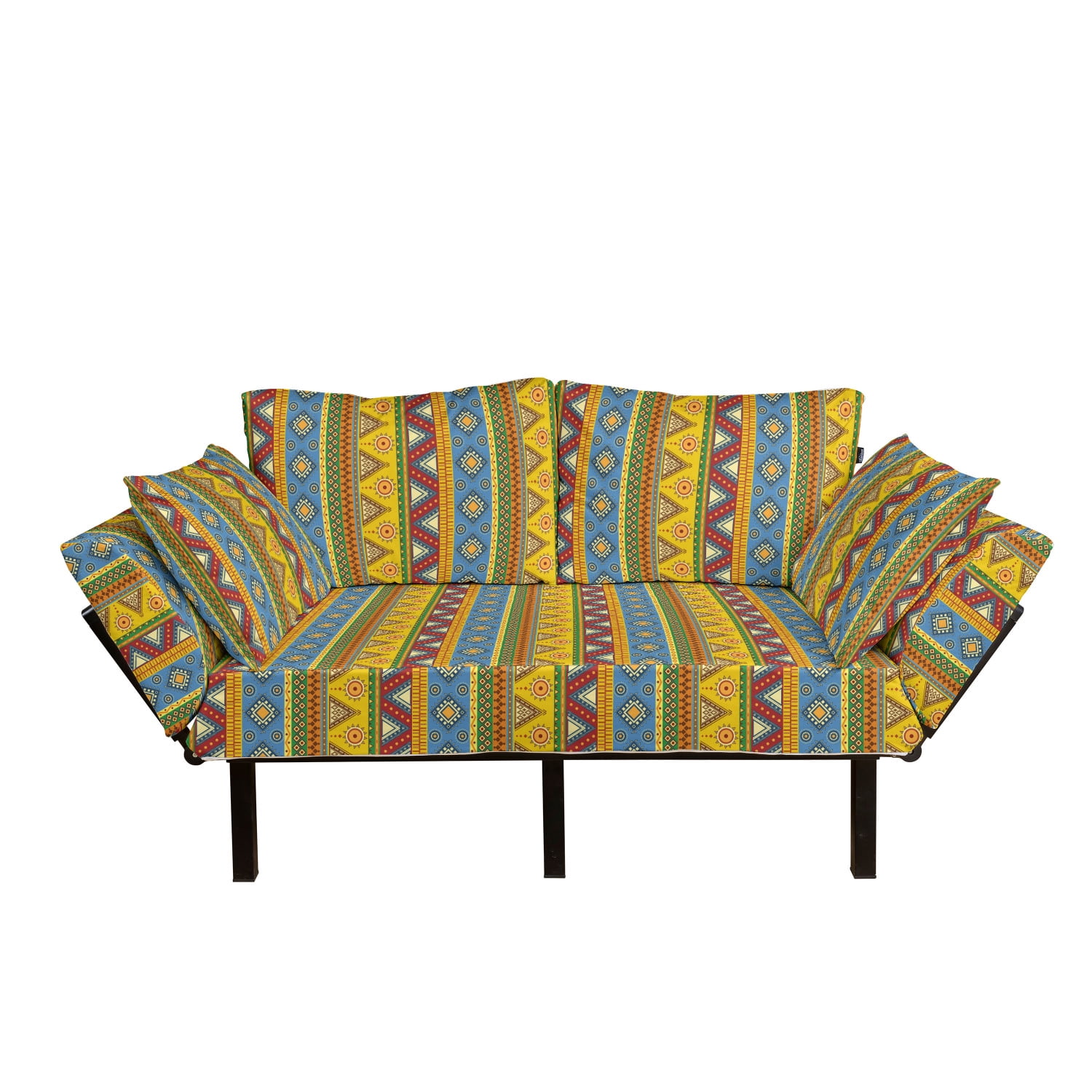Mexican Futon Couch, Traditional Aztec Borders with Geometric Vintage ...