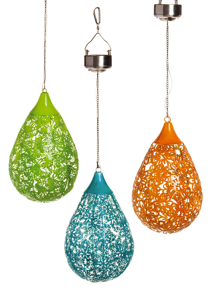 Evergreen Metal Teardrop Solar Lantern, Set of 3 - Walmart.com