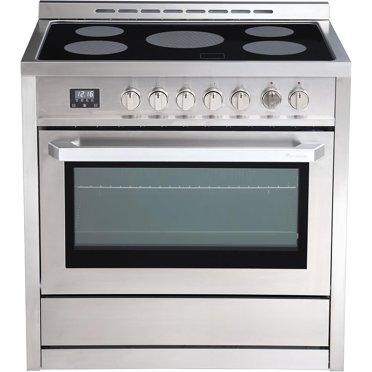 Commercial Style 36 in. 6.0 cu. ft. Electric Range with 5 Burner Glass ...