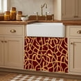 Abstract Line Cabinet Curtains 28" W x 35" L, Retro Pattern Orange Wave ...
