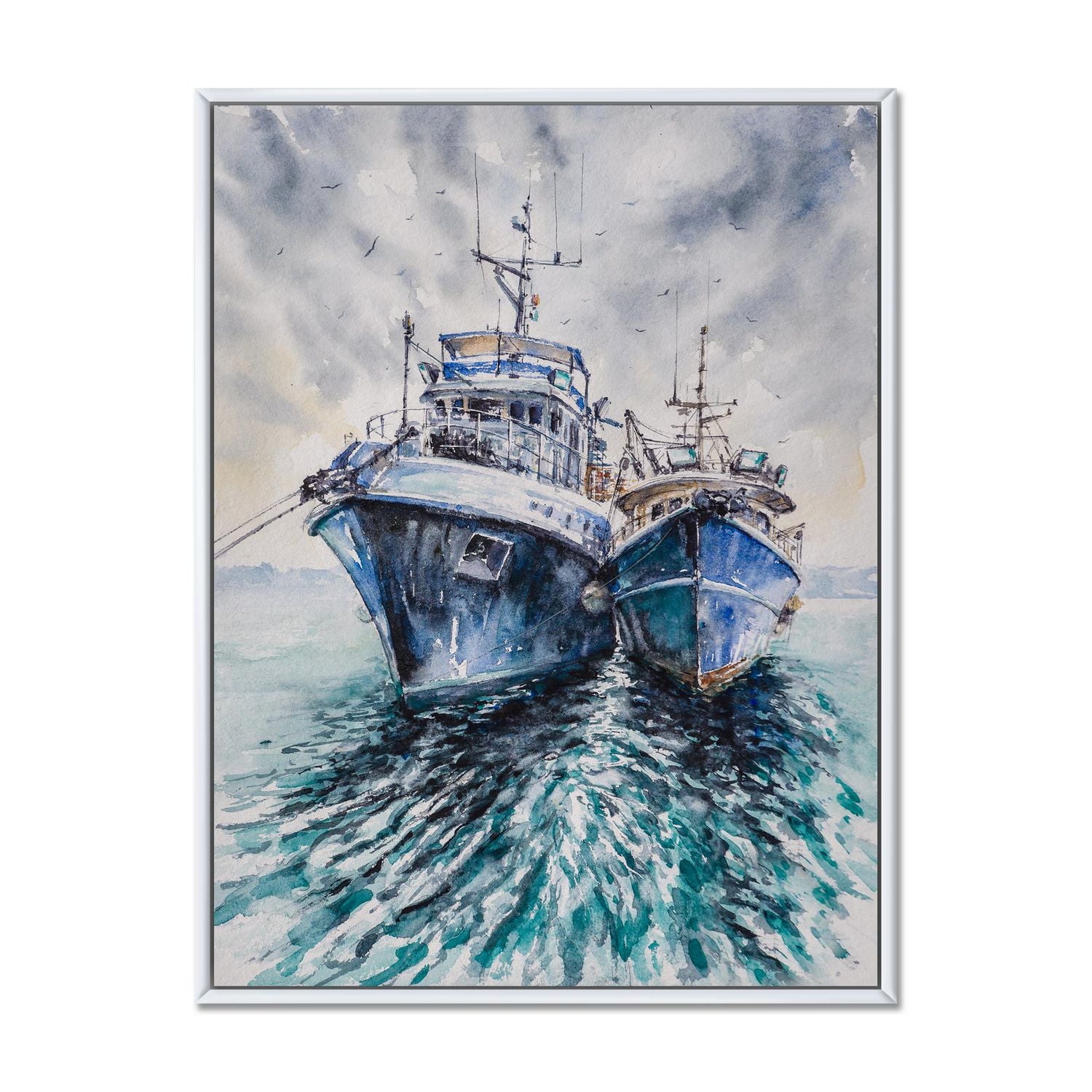 Click here for Designart Two Fishing Boats Before A Storm Anchore... prices