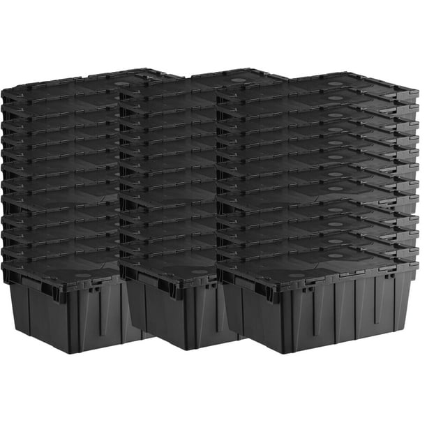 Orbis 21" x 15" x 9" Stack-N-Nest Flipak Black Tote Box with Hinged ...