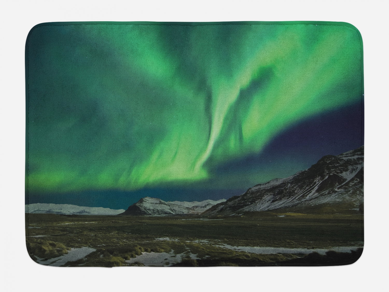 Aurora Borealis Bath Mat, Flash of Aurora Polaris above Mountains in ...