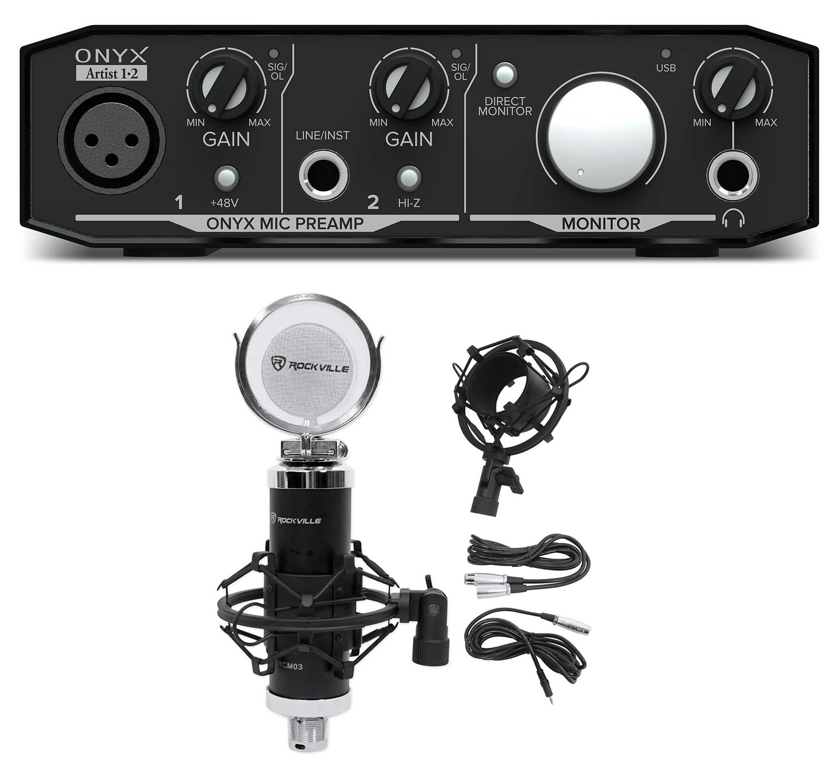 Mackie Onyx Artist 1.2 2x2 USB Recording Studio Interface+Microphone ...