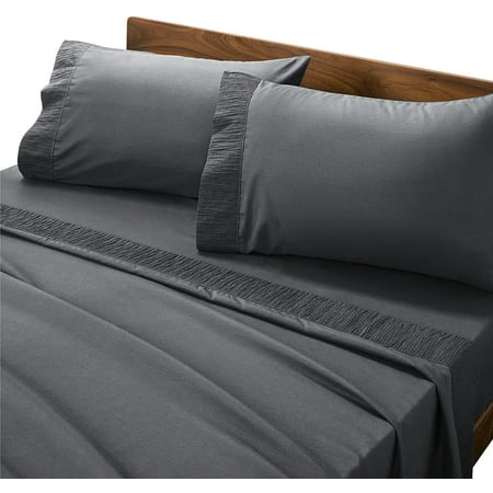 ZMLEVE Queen Sheets Set Grey - Soft Bed Sheets for Queen Size Bed ...