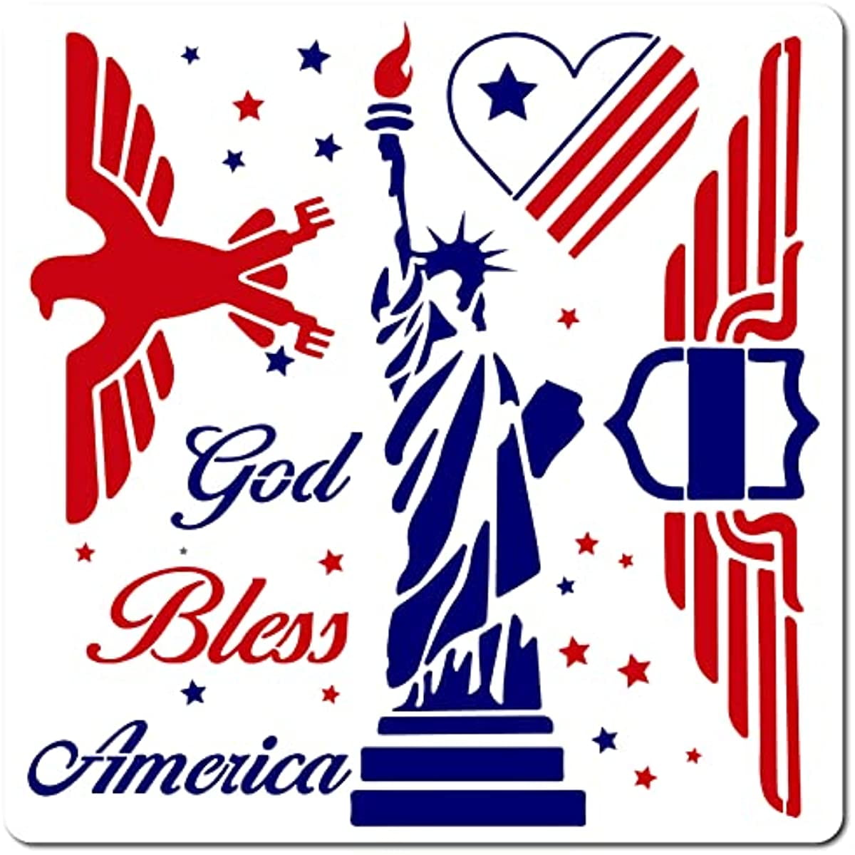 Large 4th Of July Independence Day Stencils 12x12 Inch Patriotic
