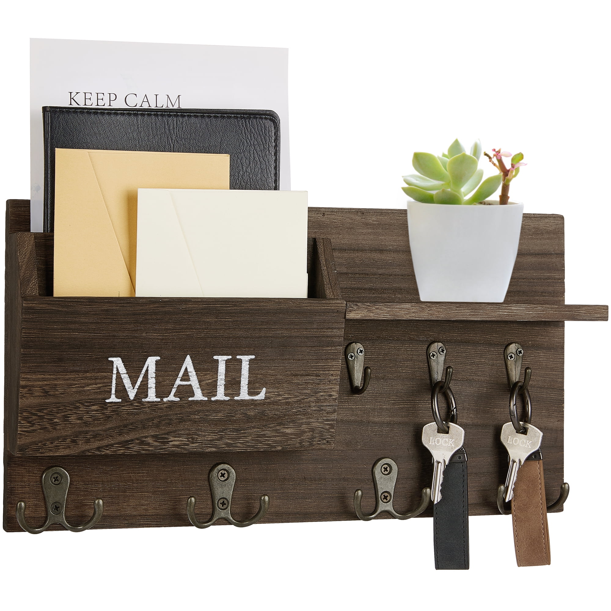 Key Holder for Wall, BUSATIA Mail Organizer Wall Mount with Double Key ...
