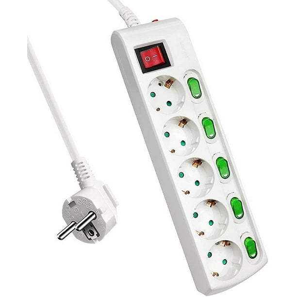 5-way Socket Strip With Single Switch And Child Safety Device, 16a ...