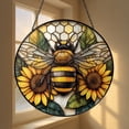 Garden Theme Bee Stained Glass Suncatcher – Botanical Window Decor ...
