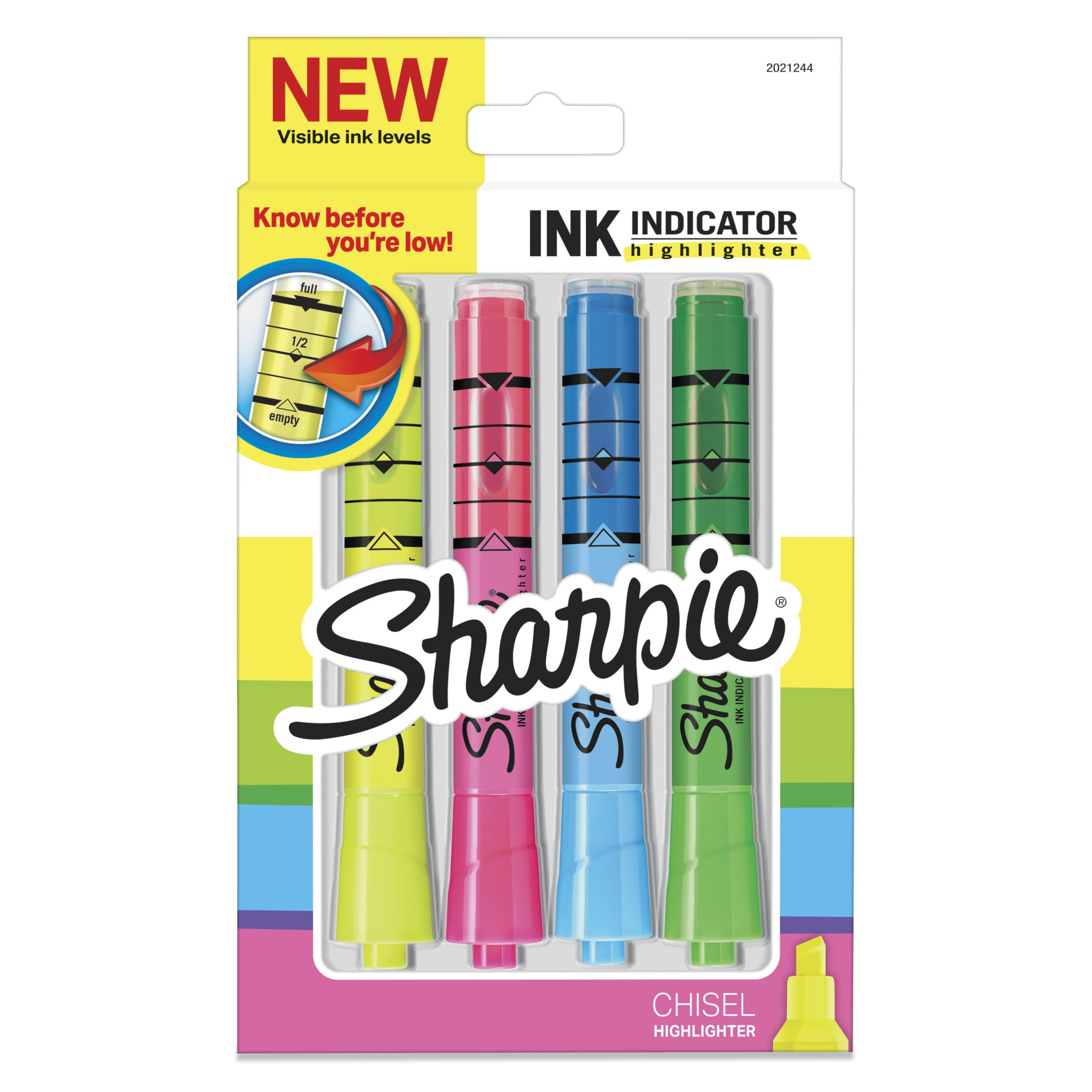 Sharpie Ink Indicator Tank Highlighters, Chisel Tip, Fluorescent, 4 ...