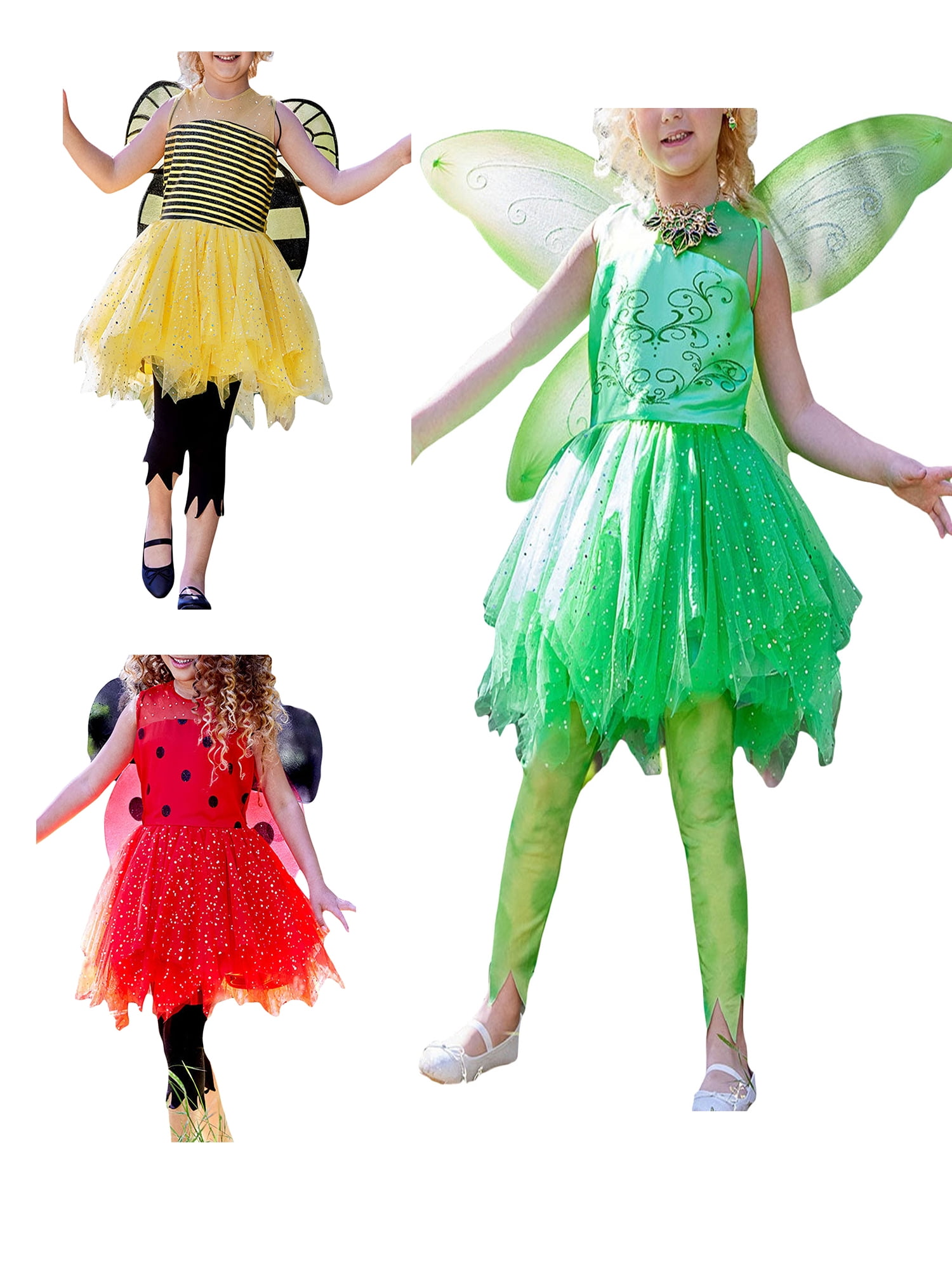KelaJuan Kids Girl Fairy Costume Sequins Flower Fairy Girl Dress Multi ...