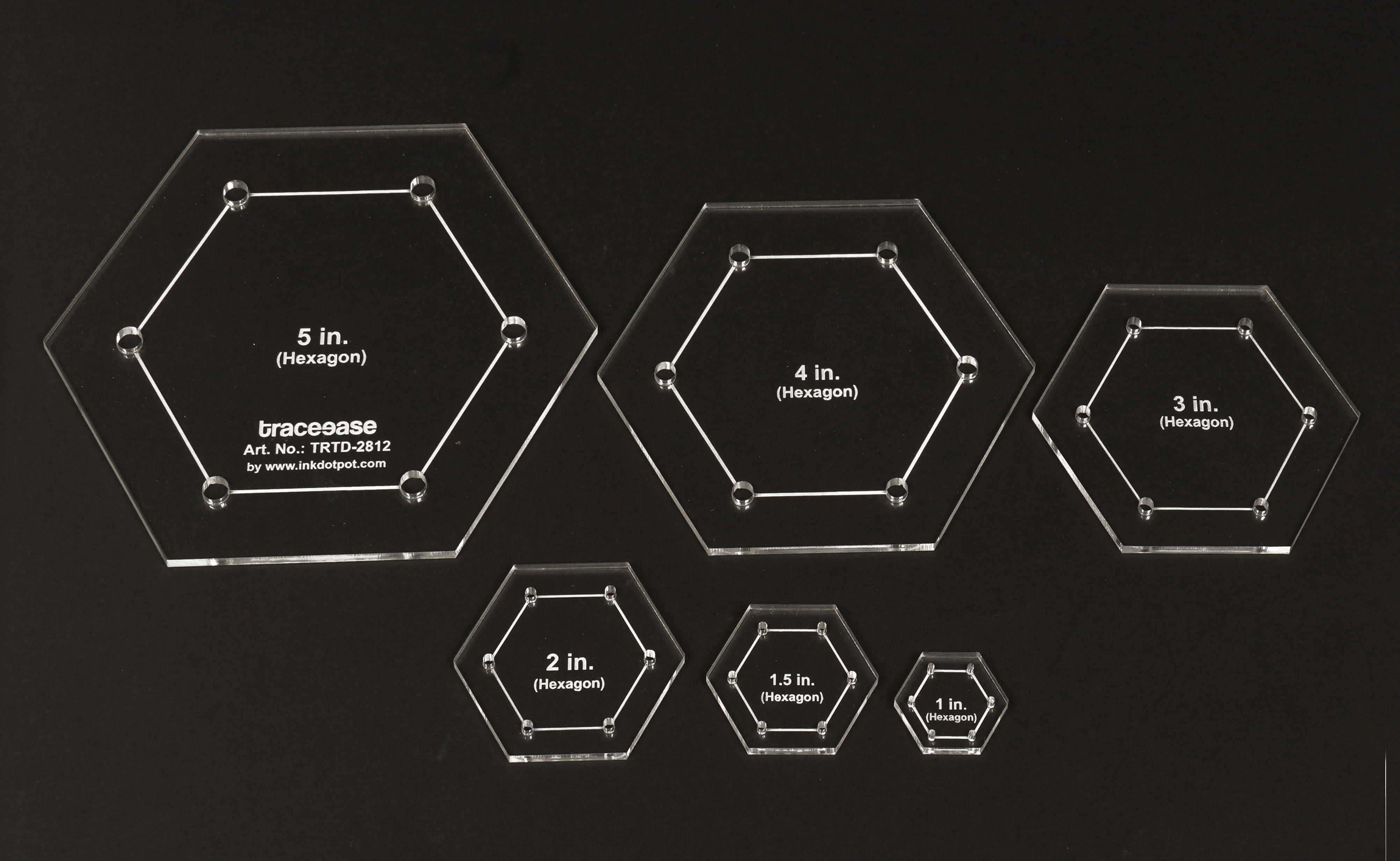 Traceease 6 Pcs Hexagon Shaped Geometric Stencil Templates DIY 1"/2"/3 ...