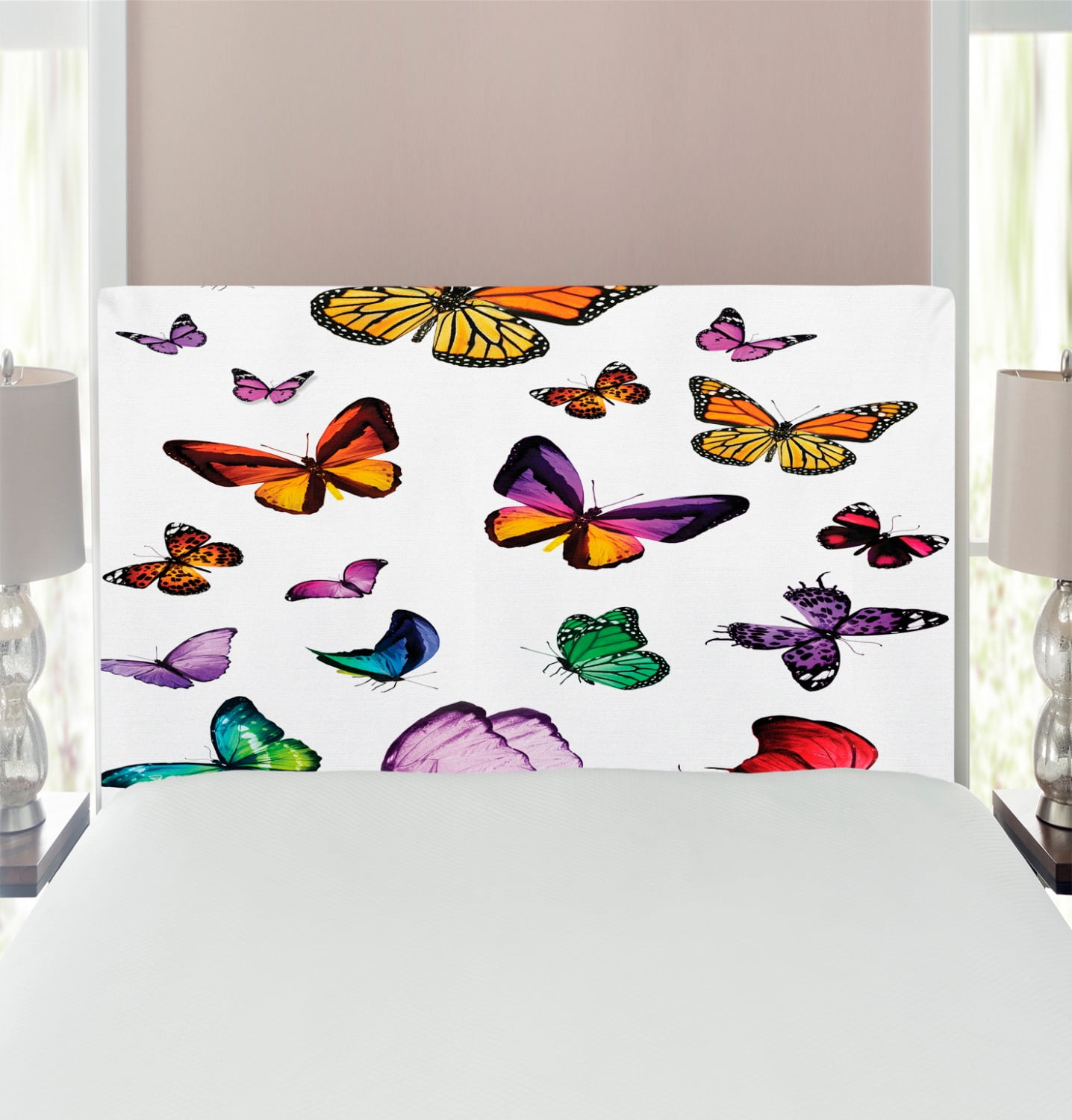 Butterfly Headboard, Arrangement of Different Colored Flying ...