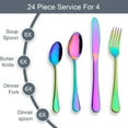 Colorful Silverware Set, 24-Piece Stainless Steel Rainbow Flatware Set ...