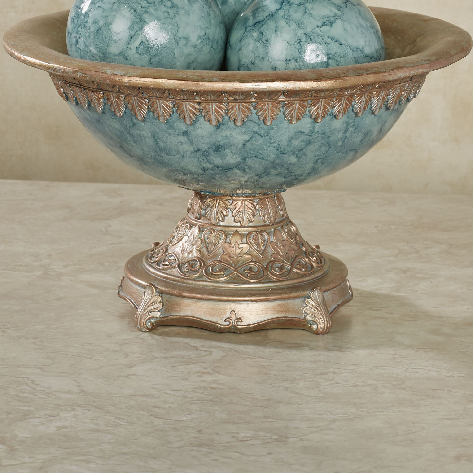 Cambria Aqua Marbled Traditional Centerpiece Pedestal Bowl Table ...