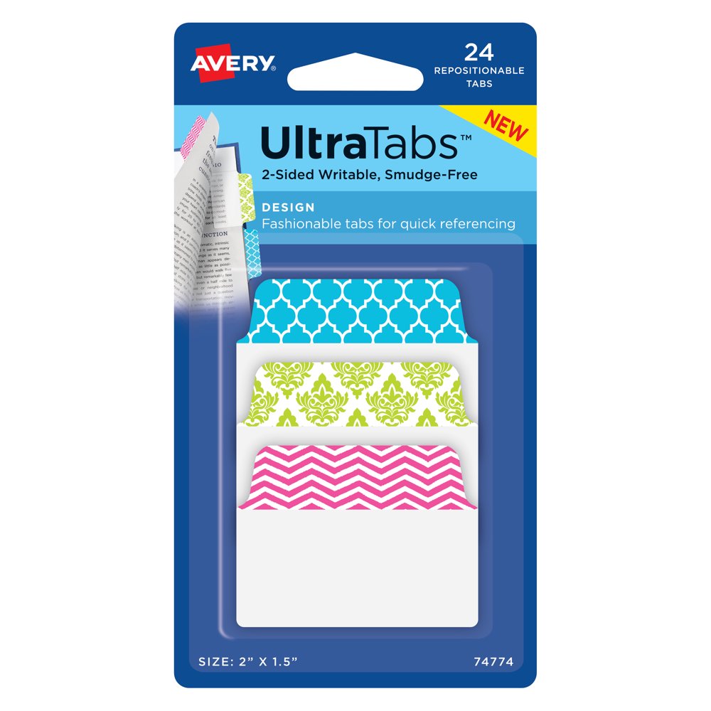 Multiuse Ultra Tabs, 2" x 1.5", 24 Tabs, Assorted Designs - Walmart.com ...