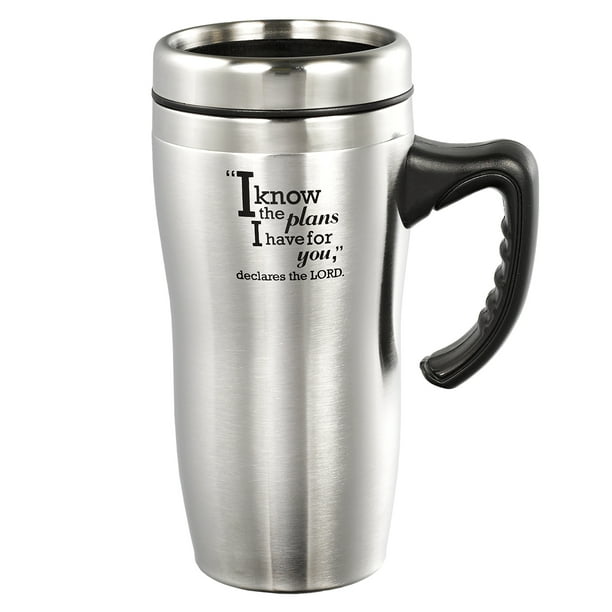 I know the Plans Stainless Steel Travel Mug With Handle - Jeremiah 29: ...