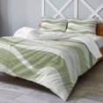 4 Piece Duvet Cover Set Queen, Sage Green Gradient Stripe Soft ...