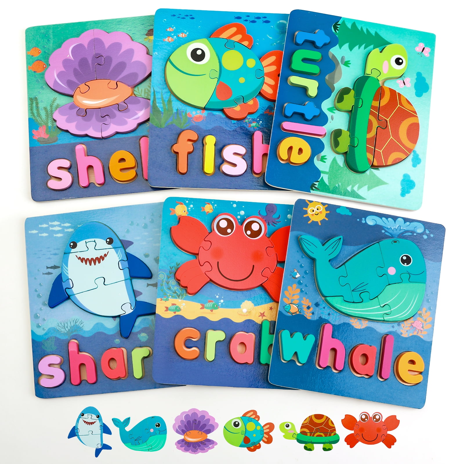 Wooden Jigsaw Puzzles Alphabet Letter Puzzles Pack of 6 Educational ...