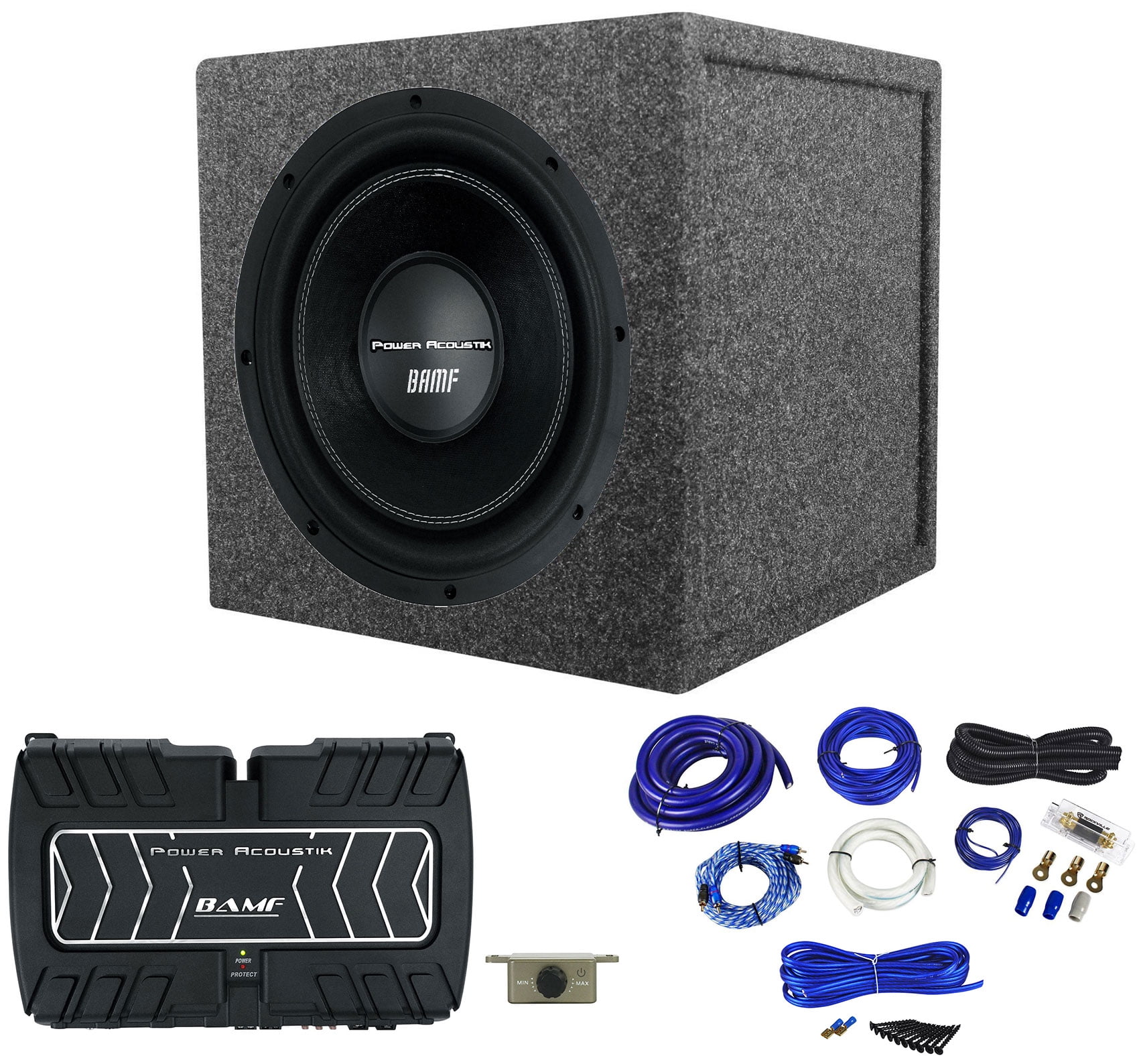 Power Acoustik BAMF-122 12" 3500w Subwoofer+Sealed Sub Box+Mono ...