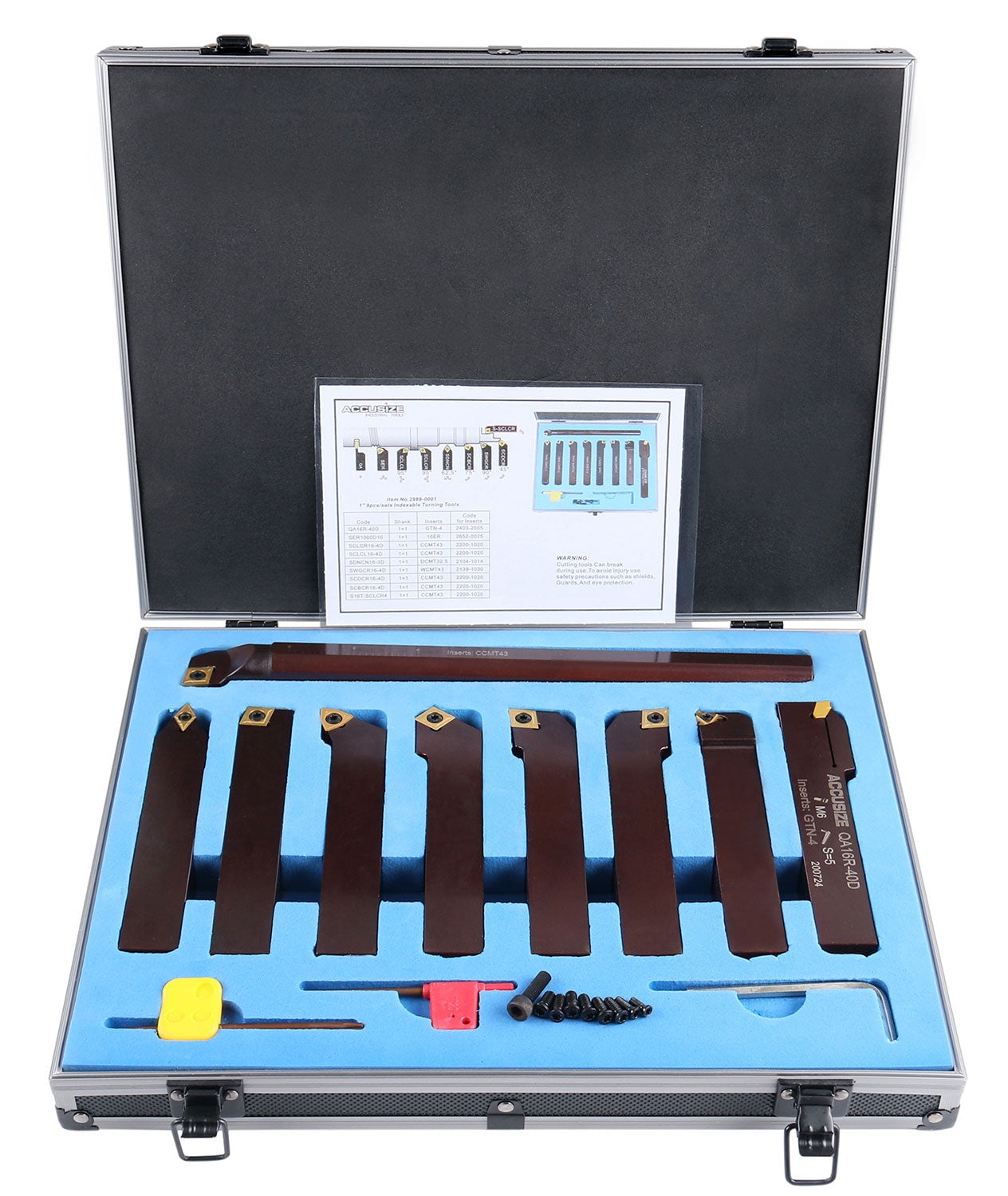 Accusize 1" Indexable Turning Tool and Boring Bar Set, 9-piece Set ...