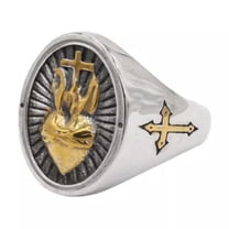 K-KED Vintage Sacred Heart Of Jesus Cross Ring Stainless Steel Men's ...