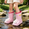 Angala Boys Rain Boots Mid Calf Cartoon Rabbit Appliques Waterproof ...