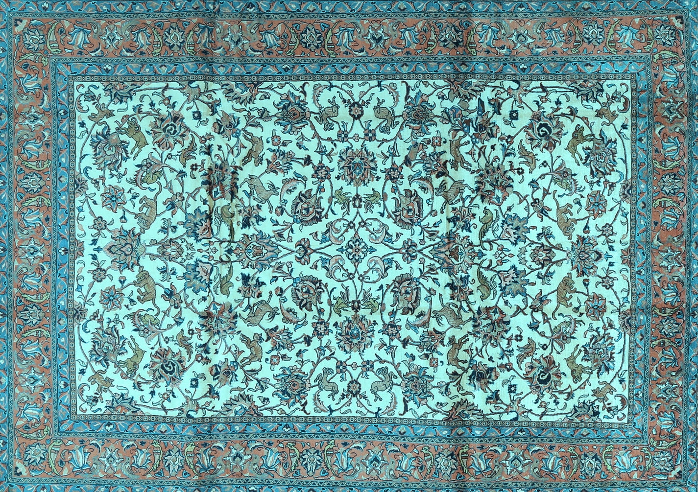 Ahgly Company Indoor Rectangle Persian Light Blue Traditional Area Rugs ...