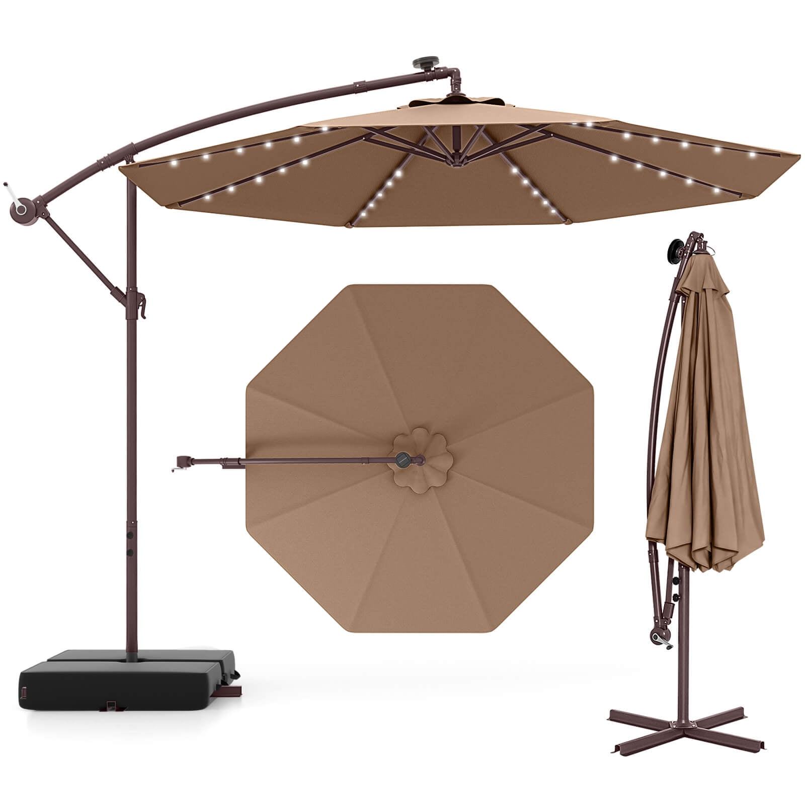 Click here for Costway Patio 10ft Hanging Offset Umbrella 32 Led... prices