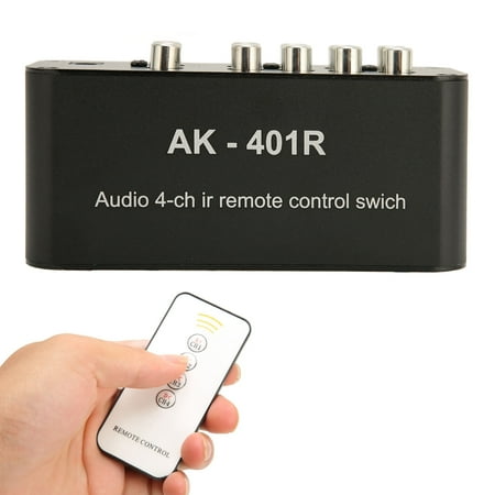 4 Way Stereo Audio Switcher, 4 In 4 Out Video L/R Sound Channel Audio ...