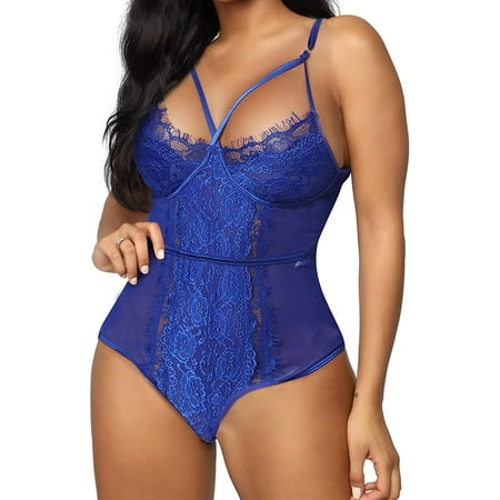 FY-4031 veeki Women Sexy Eyelash Lace bodysuit Snap Crotch Teddy Lingerie | Walmart Canada