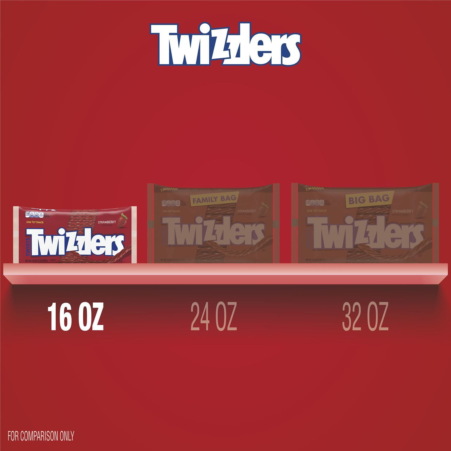 Buy TWIZZLERS, Twists Strawberry Flavored Chewy Candy, Low Fat, 16 oz ...