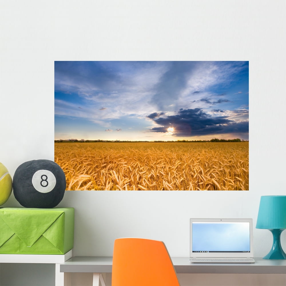 Golden Wheat Ready for Wall Mural Decal Sticker, Wallmonkeys Peel ...