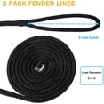 2 Pack 1/4'' x 6' Boat Fender Lines,Premium Marine- Grade Double ...