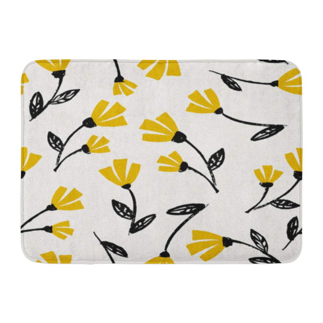 SIDONKU Abstract Flowers Pattern in Black Mustard Yellow and Cream ...