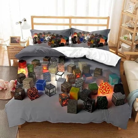 Minecraft Duvet Cover Set Single, Bedding Set 3 Piece Set Soft ...
