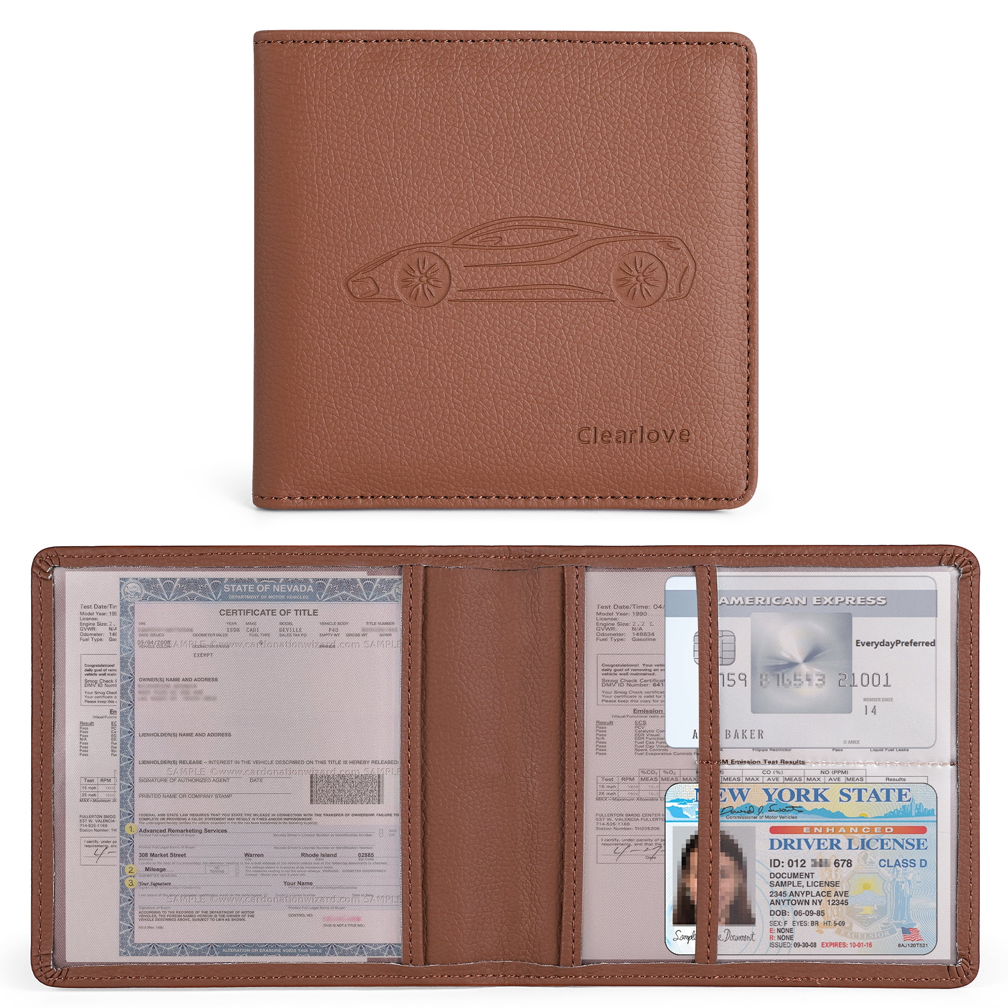 EastVita Car Insurance and Registration Card Holder Vehicle Glove Box ...