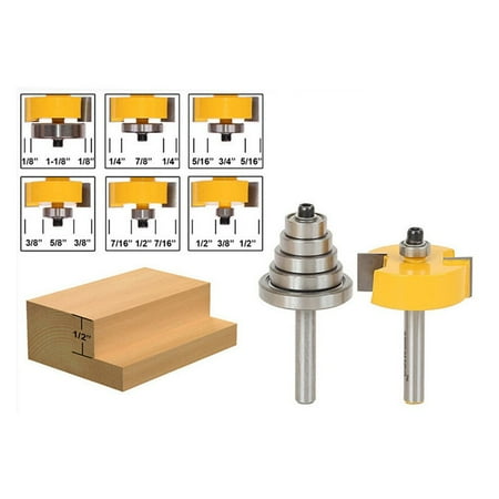 7Pcs Set 8Mm Shank Rabbet Router Bit With Bearings Woodworking Milling ...