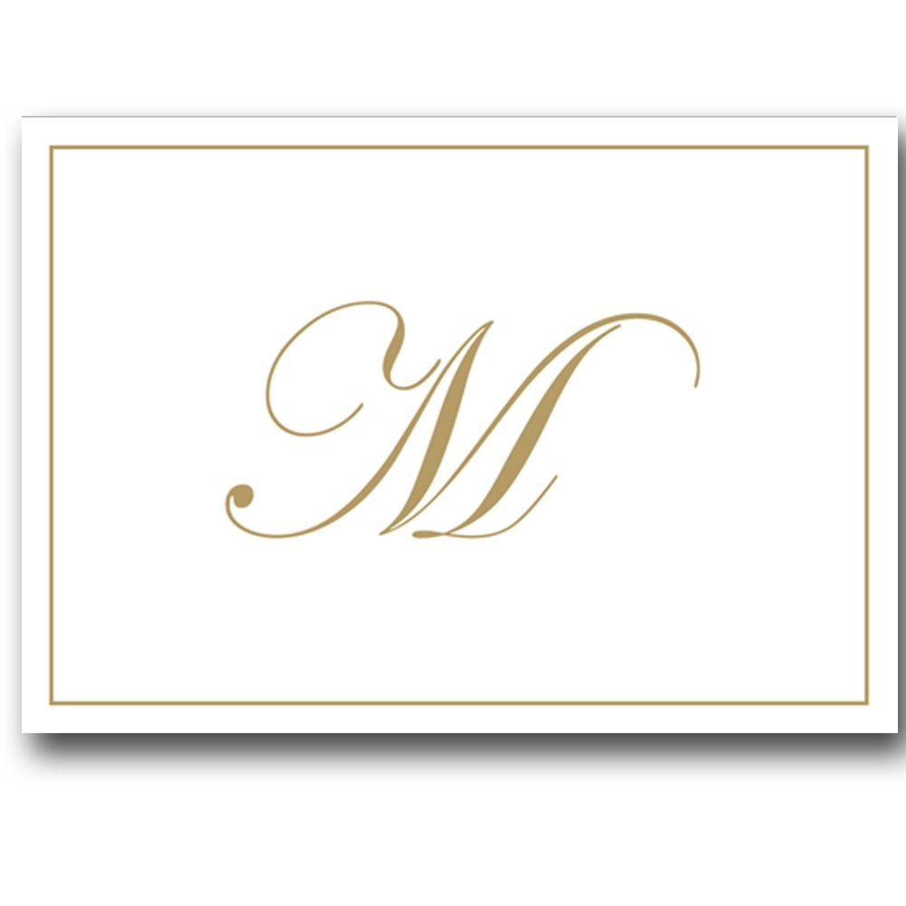 Gold Embossed Initial Note Cards Letter M Boxed Set of 8 - Walmart.com