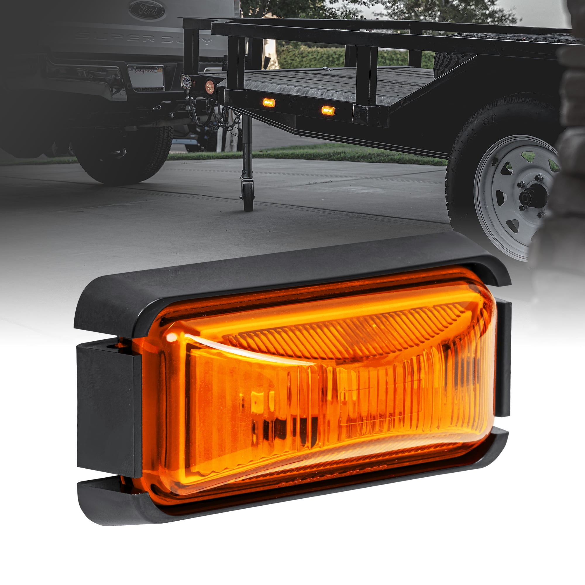 2.5" Amber LED Trailer Side Marker Light Black Bezel DOT FMVSS 108 SAE ...